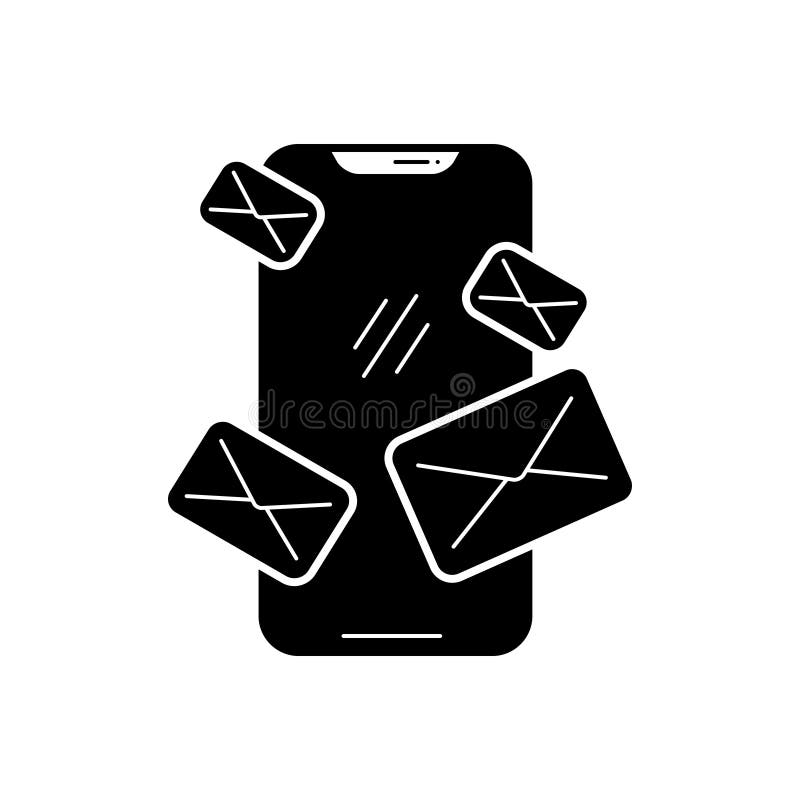 Black Solid Icon for Email App, Smartphone and Message Stock Vector ...