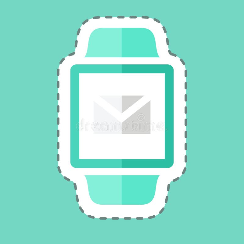 Email App Sticker in Trendy Line Cut Isolated on Blue Background Stock ...
