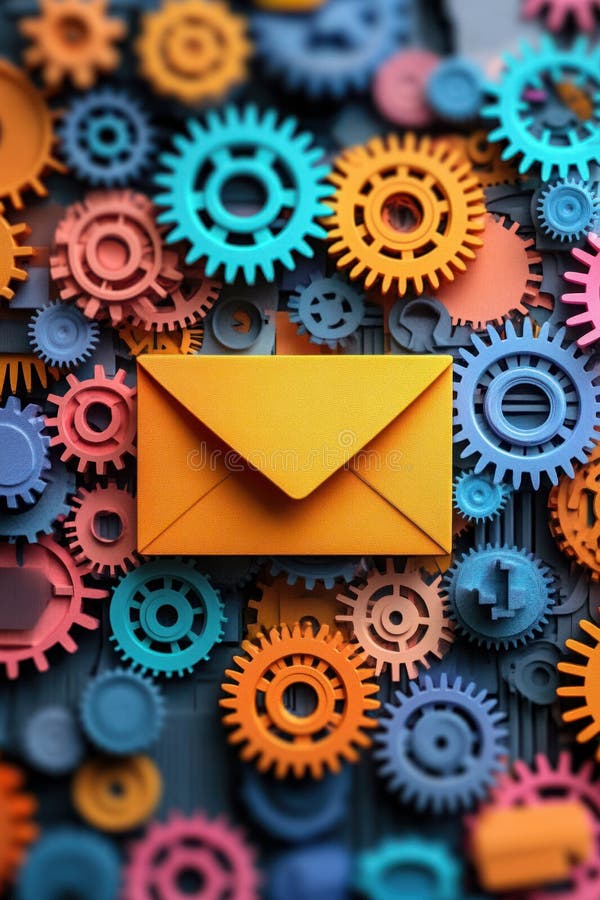 Email Automation, Colorful Gears Illustrate Email Communication ...