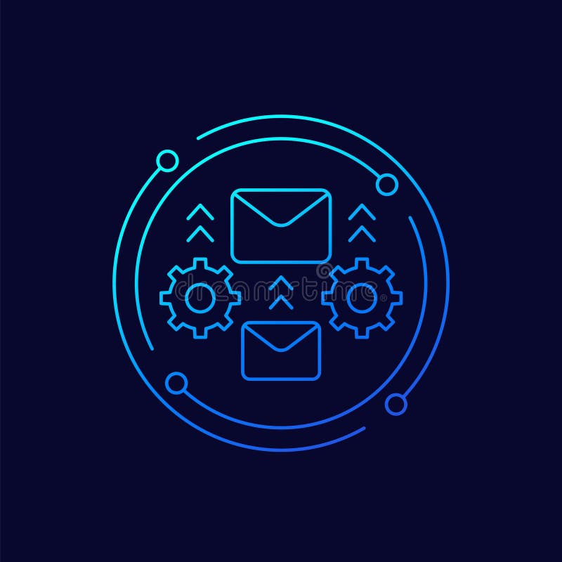 Email Automation Icon, Linear Design Stock Vector - Illustration of ...