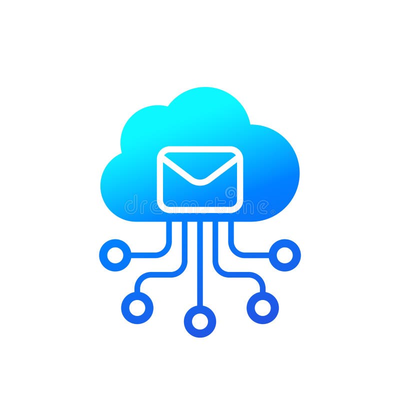 Email Automation, SaaS Icon with Cloud, Vector Stock Vector ...