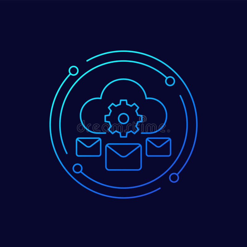 Email Automation and SaaS Icon, Linear Design Stock Vector ...