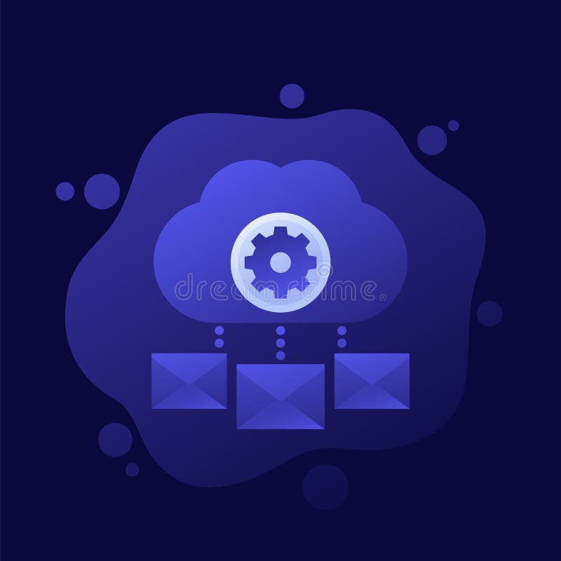 Email Automation, SaaS Platform Icon with Cloud Stock Vector ...