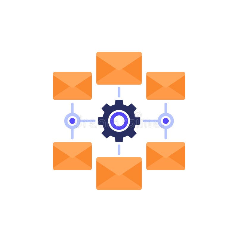 Email Automation Service Icon on White, Vector Stock Vector ...
