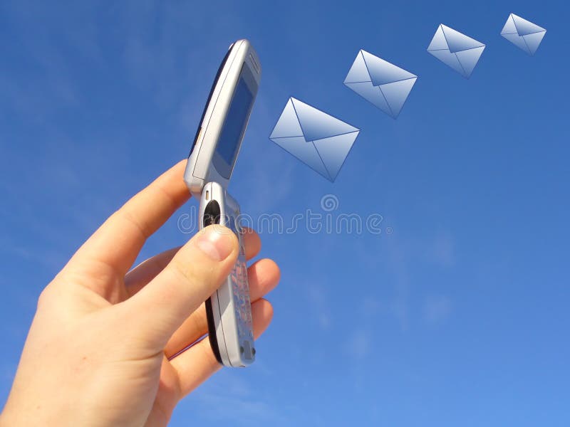 Email Being Sent by a Wireless Device Stock Photo - Image of email ...