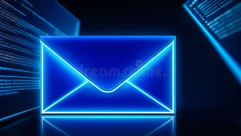 Email: Blue Envelope with Message on Monitor. AI Generated. Stock Image ...