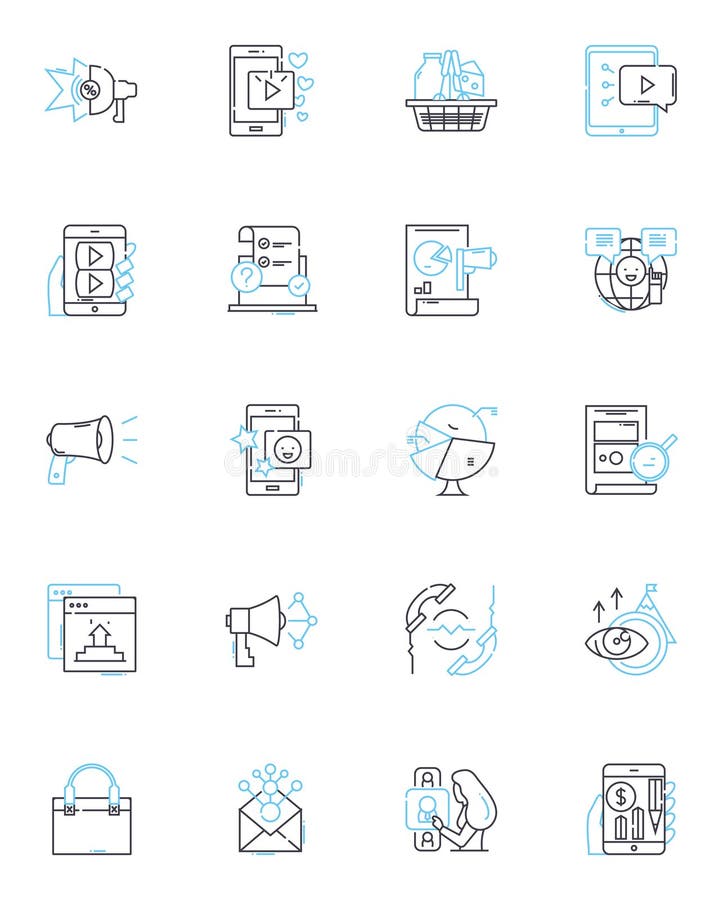 Email Campaign Linear Icons Set. Outreach, Engagement, Conversions ...