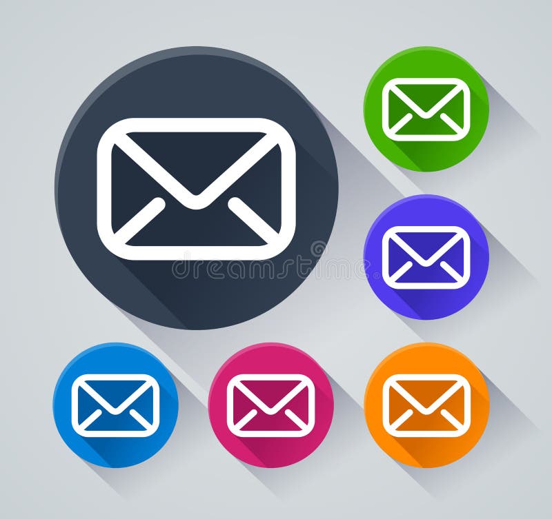 Email Circle Icons with Shadow Stock Vector - Illustration of icon ...