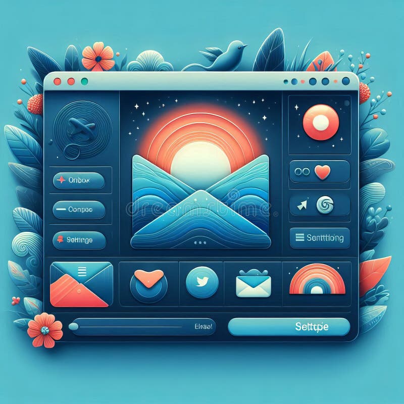 Email Client Interface with Inbox, Compose, and Settings Option Stock ...