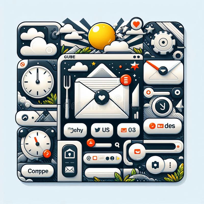 Email Client Interface with Inbox, Compose, and Settings Option Stock ...