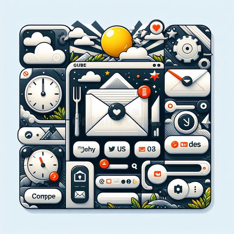 Email Client Interface with Inbox, Compose, and Settings Option Stock ...