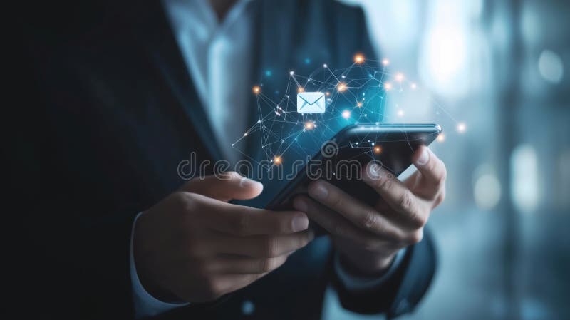 Email Communication Concept with Smartphone and Network Graphics Stock ...