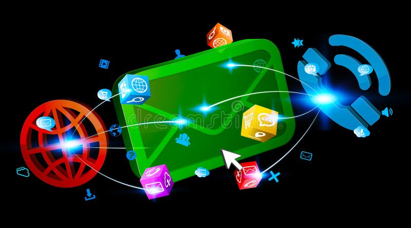 Email, Communication and Internet Application Stock Illustration ...