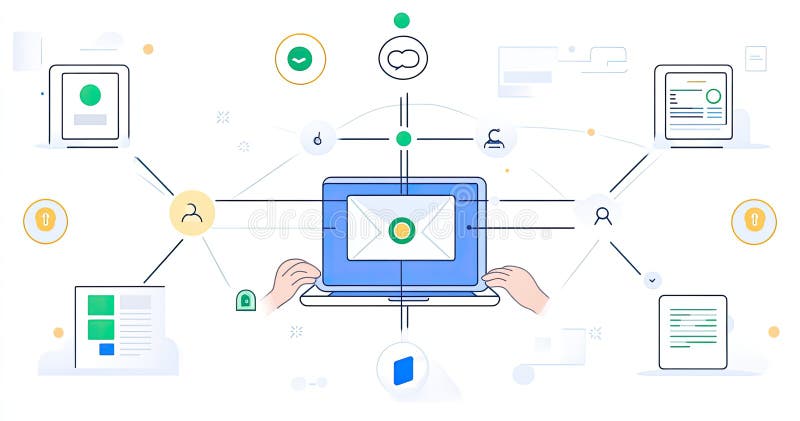 AI-Generated Secure Email Network Stock Illustration - Illustration of ...