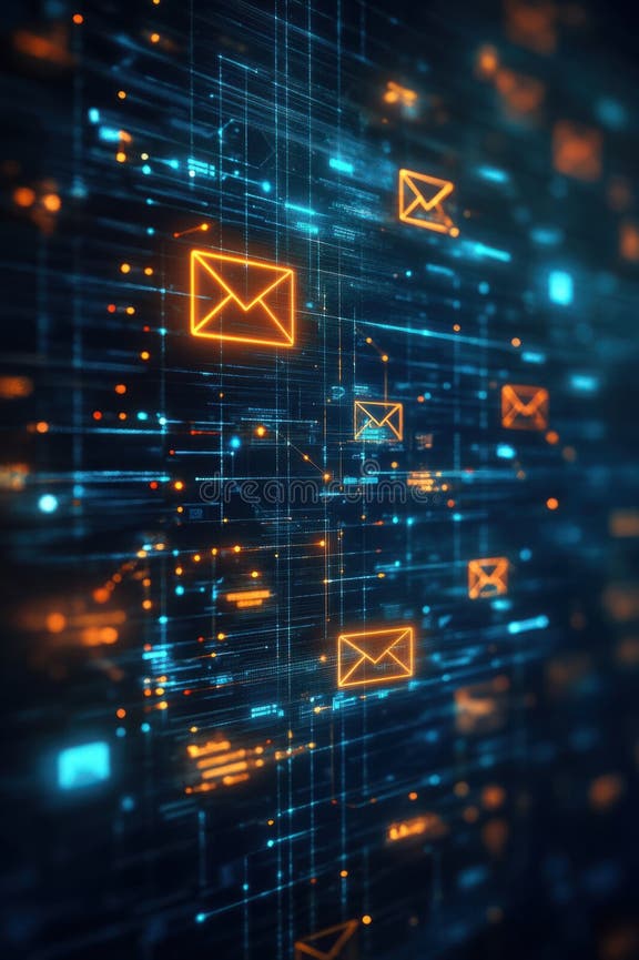Email Communication, Stylized Digital Icons Representing Email ...