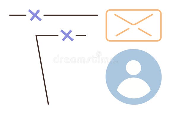 Email Communication and User Profile with Connected Lines and Crosses ...
