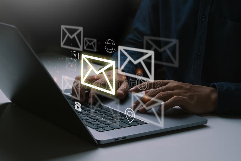 Email Concept.Businessman Using Smart Phone for Email with Notification ...