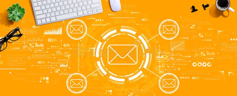Email Concept with a Computer Keyboard Stock Image - Image of flatlay ...