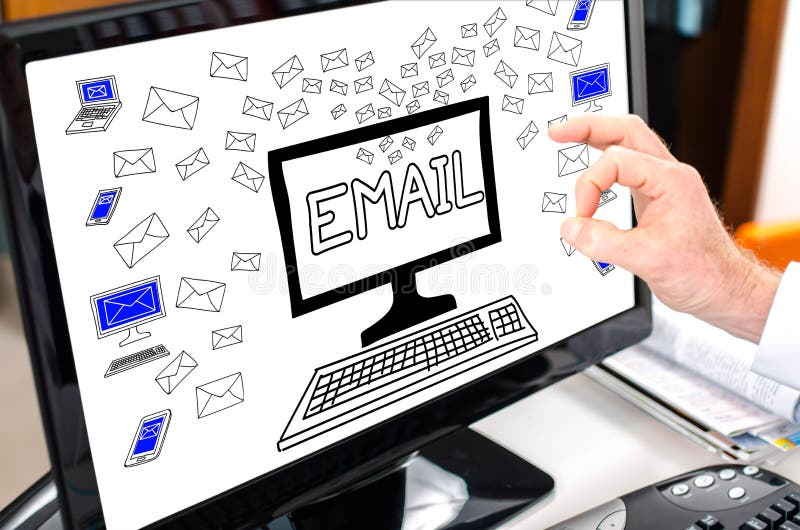 Email Concept on a Computer Monitor Stock Photo - Image of media ...