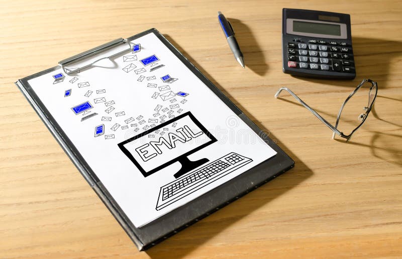 Email concept on a desk stock image. Image of computer - 99010689