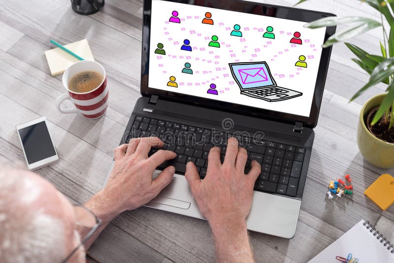 Email Concept on a Laptop Screen Stock Photo - Image of computer, desk ...