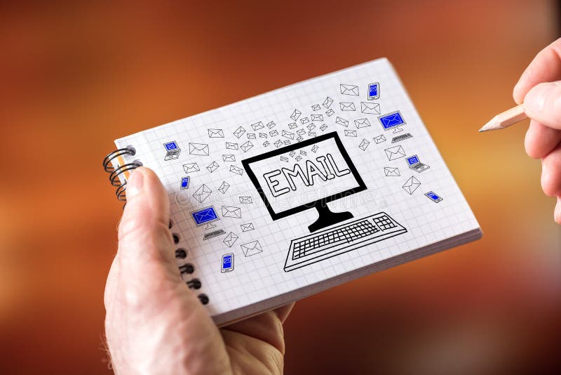 Email concept on a notepad stock image. Image of screen - 98575973