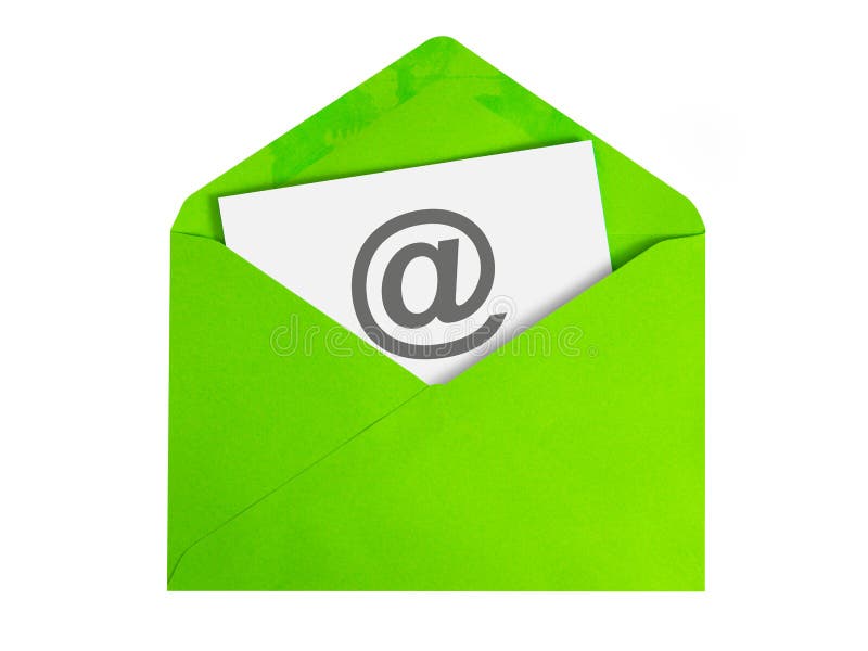 Email Symbol In Green Envelope Stock Photo - Image of postal, icon ...