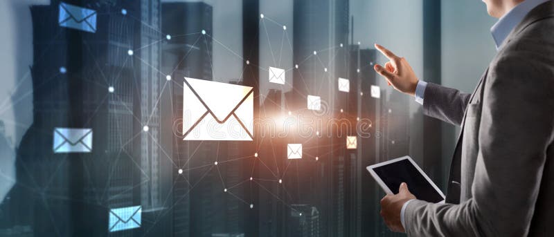 Email Connections Digital Concept. Sending and Receiving Emails Stock ...