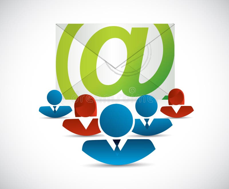 Email Correspondence Teamwork Stock Illustration - Illustration of ...