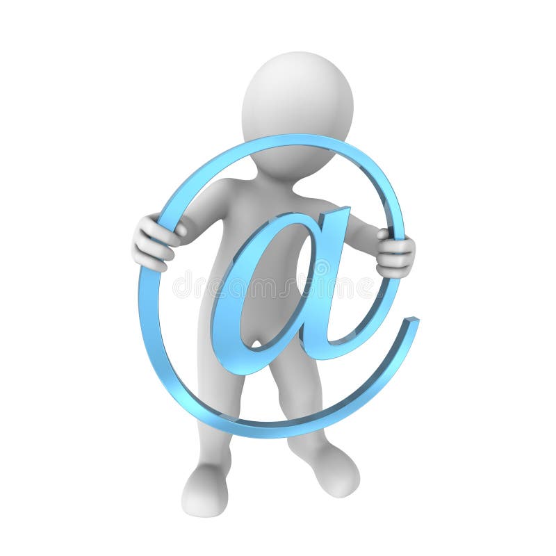 3d Man With The Email Symbol Stock Illustration - Illustration of ...