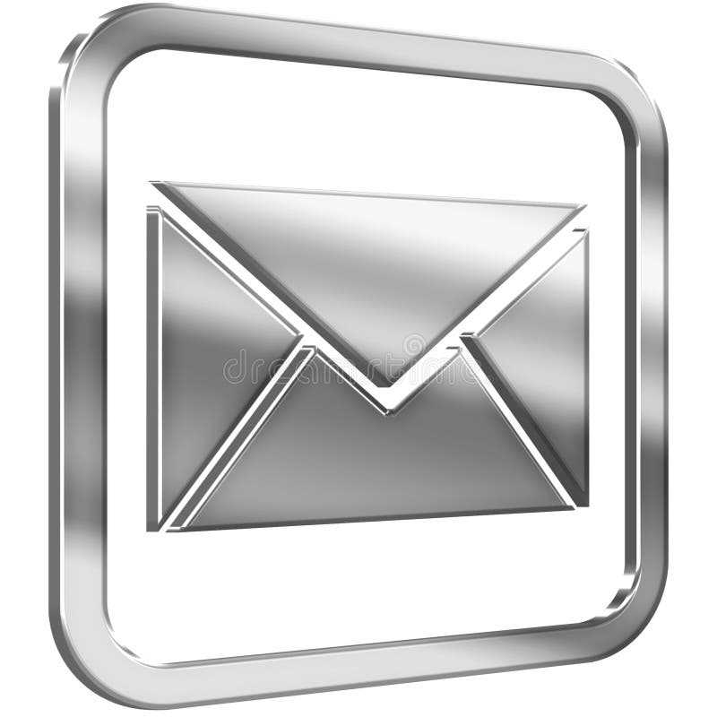 Email 3D Icon with Silver Metallic Effect Stock Illustration ...