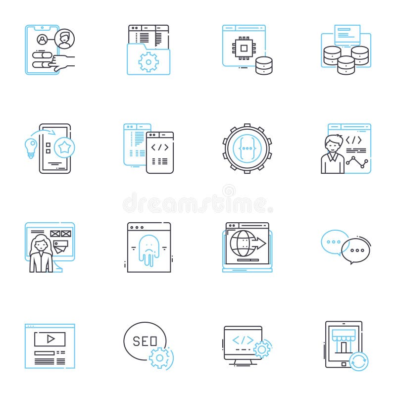 Email Design Linear Icons Set. Typography, Layout, Graphics, Branding ...