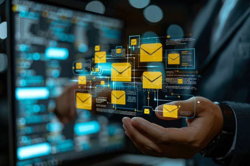 Email and Digital Cybersecurity and Network Protection Stock Image ...