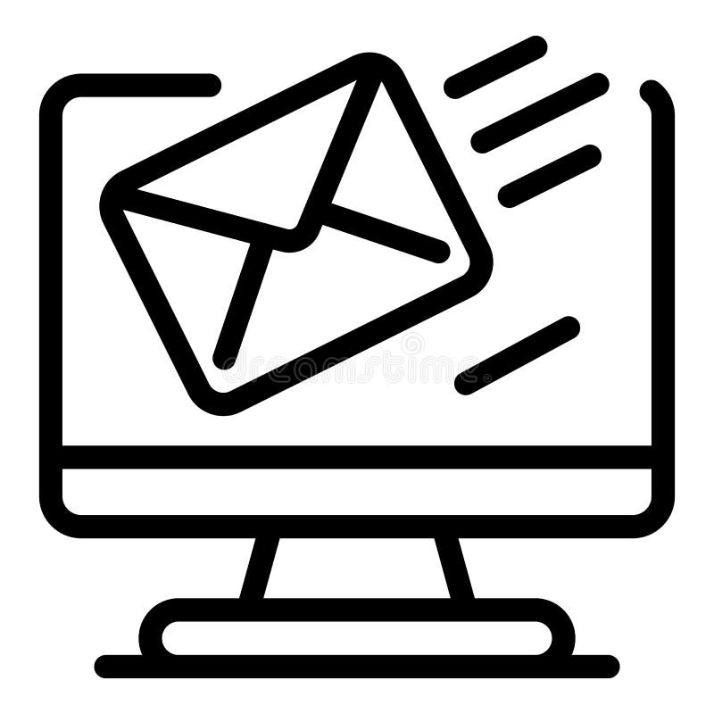 Email on Display Icon, Outline Style Stock Vector - Illustration of ...