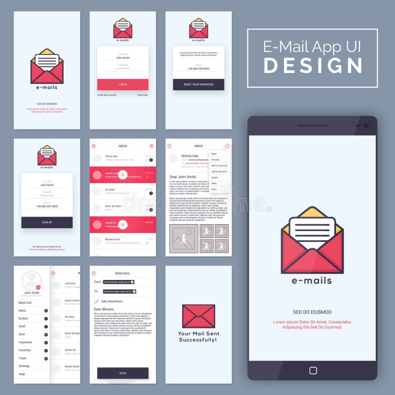 Email Disposition Mobile De Calibre D'APP UI, D'UX Et De GUI Illustration Stock - Illustration ...