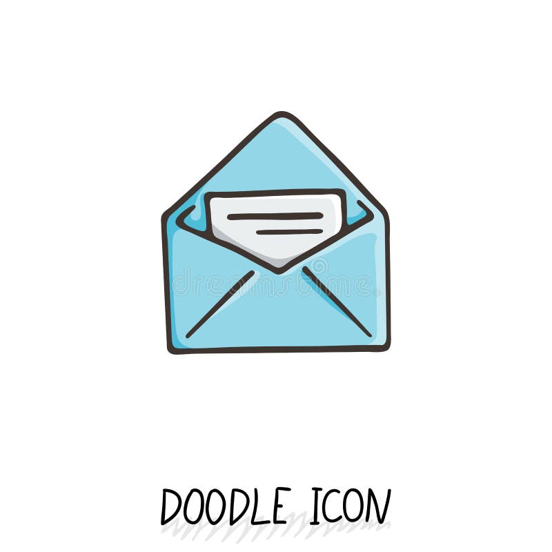 Email Doodle Icon. Vector Pictogram Stock Vector - Illustration of ...