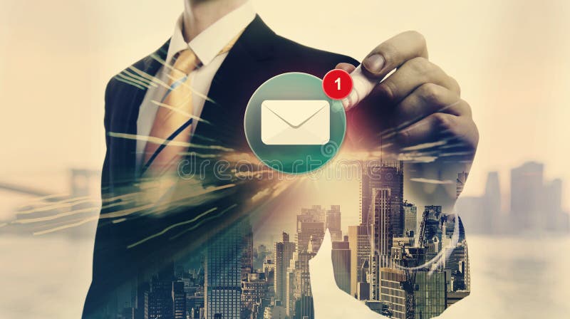 Email with Double Exposure of Businessman Stock Image - Image of notice ...