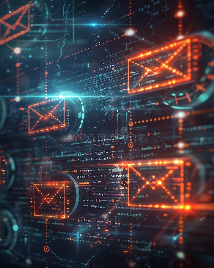 Email Encryption Visualized with Glowing Icons Ensuring the Safe ...