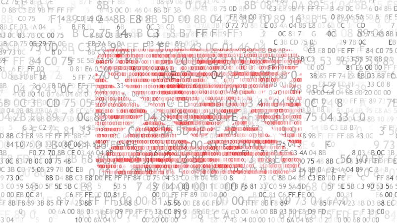 EMail Envelope from a Binary Code To Hexadecimal Code. Background Stock ...