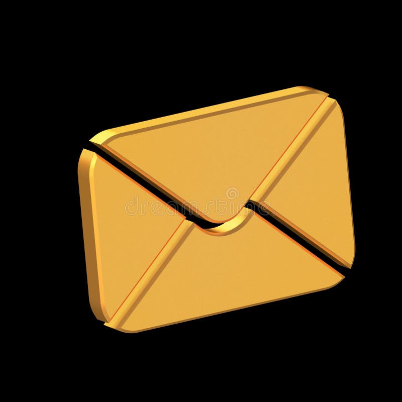 Email, Envelope 3D Icon Isolated on Transparent Background, Gold ...