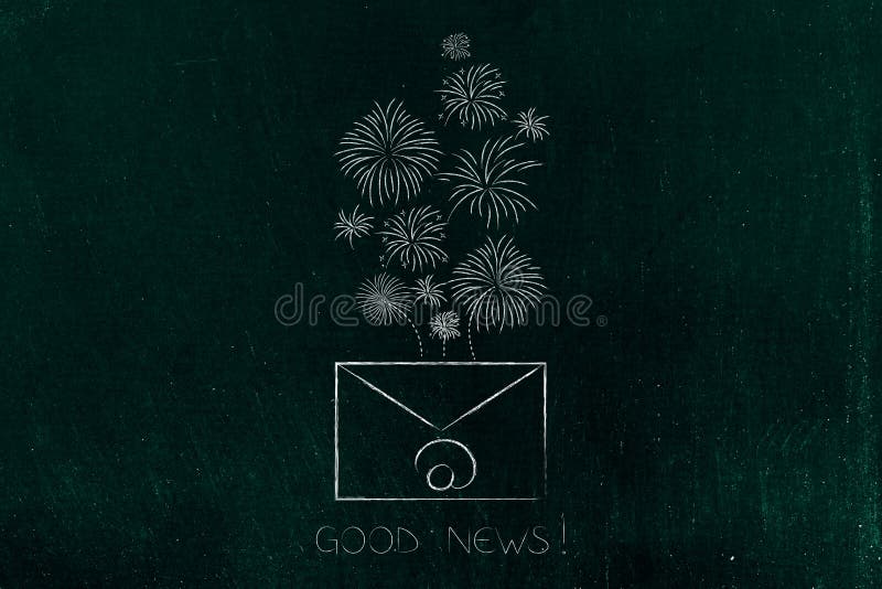 Email Envelope with Fireworks Coming Out of it Stock Image - Image of ...