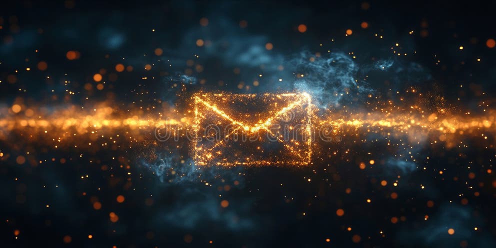 An Email Envelope with Glowing Particles Stock Photo - Image of chain ...