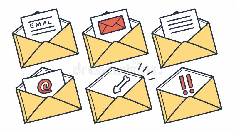 Email Envelope Icons Set, Communication and Message Symbols Vector ...