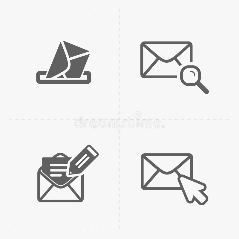 Email and Envelope Icons on White Background Stock Vector ...