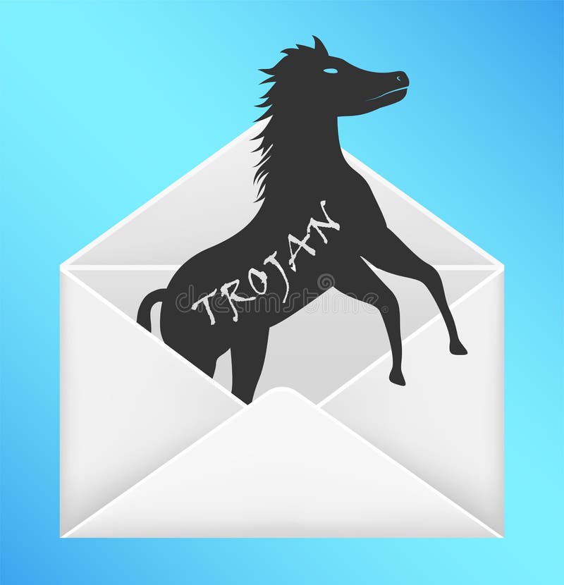Email Envelope Open with Trojan Horse Computer Virus Stock Vector ...