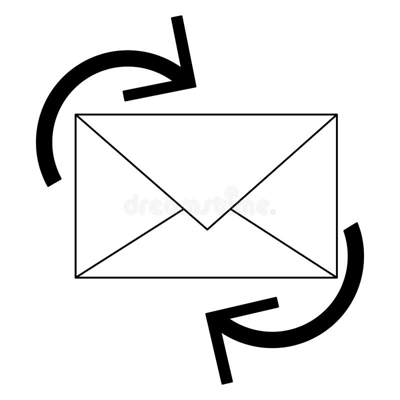 Email Envelope with Send and Receive Arrows in Black and White Stock ...