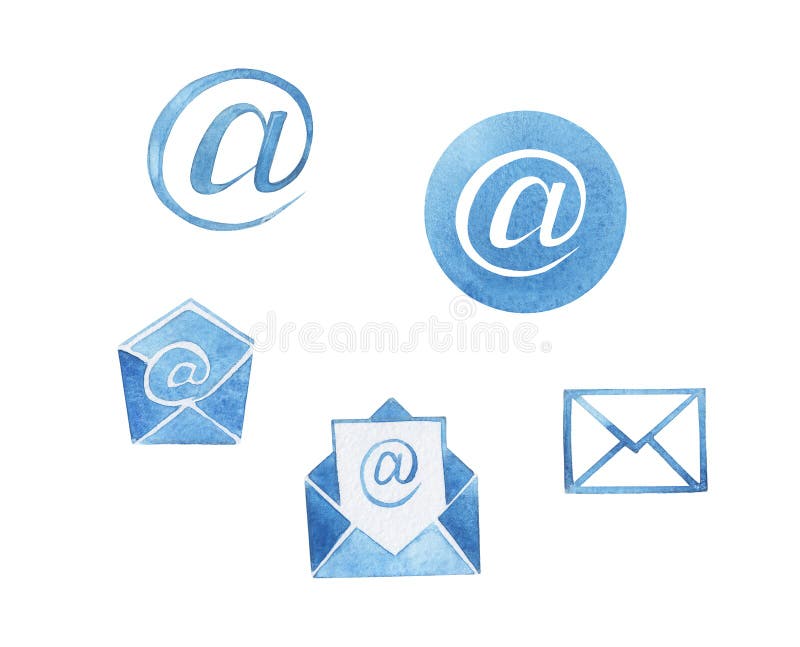 Email Envelope Watercolor Symbol Isolated Stock Illustration ...