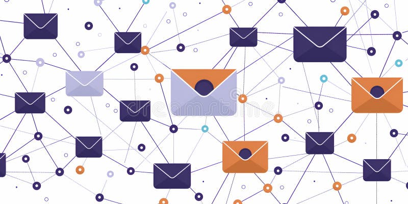 Email Envelopes Connected by Network Lines Symbolizing Digital ...
