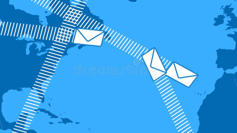 Email Envelopes Flying Around the World Stock Video - Video of global ...