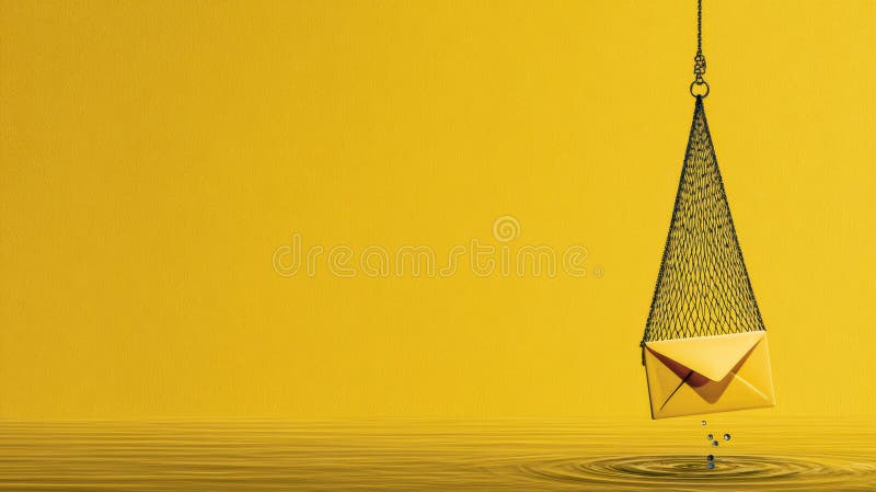 Email Fishing Net Captures Login Forms in a Vibrant Yellow Backdrop ...